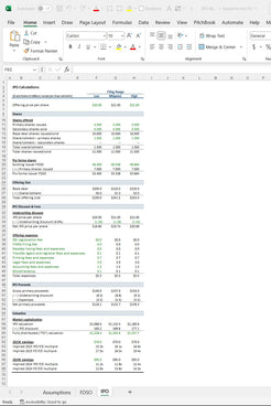 Initial Public Offering (IPO) Financial Model Excel Spreadsheet Templa ...